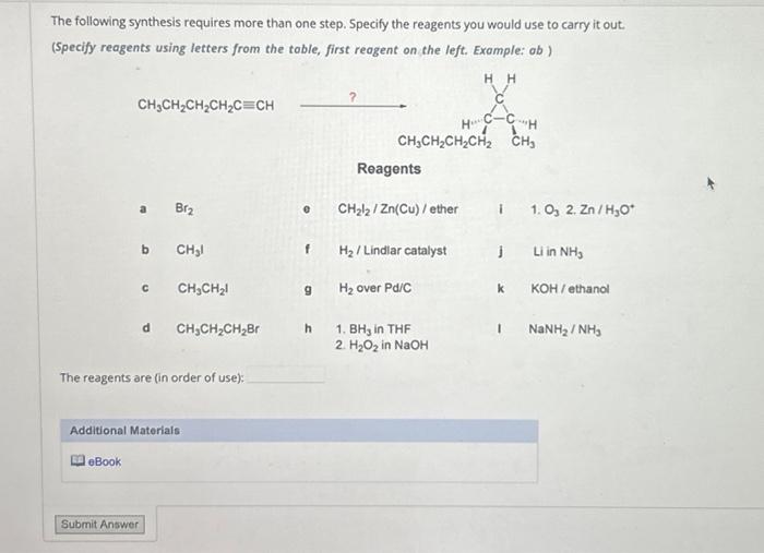 Solved Identify reagents by letter from the reagents table | Chegg.com