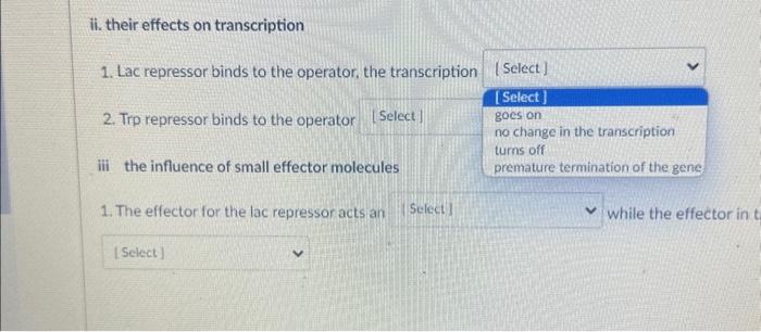 Solved 2. Trp repressor binds to the operator iii | Chegg.com
