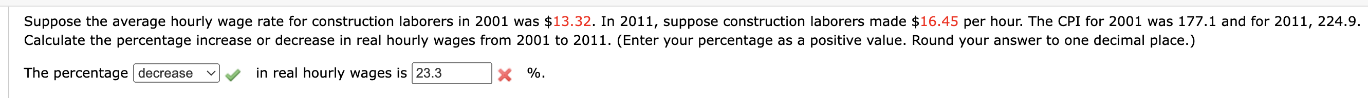 Solved Suppose the average hourly wage rate for construction | Chegg.com