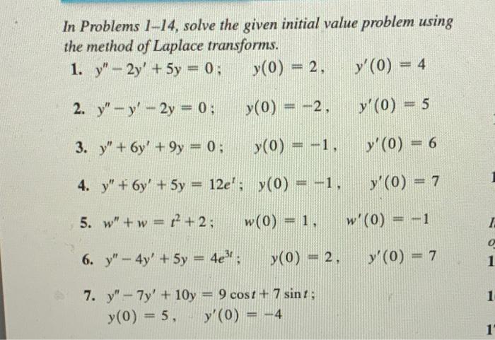 Solved In Problems 1-14, solve the given initial value | Chegg.com