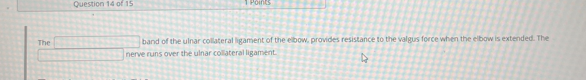 Solved Question 14 ﻿of 151 ﻿PointsThe ﻿band of the ulnar | Chegg.com