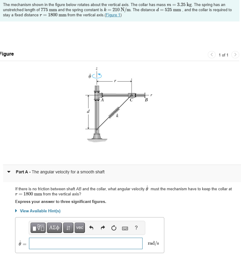 Solved FigurePart A - ﻿The angular velocity for a smooth | Chegg.com