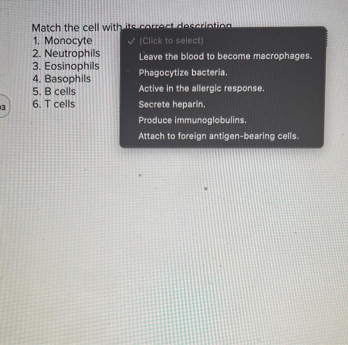 Solved Match the cell with its correct description. 1. | Chegg.com