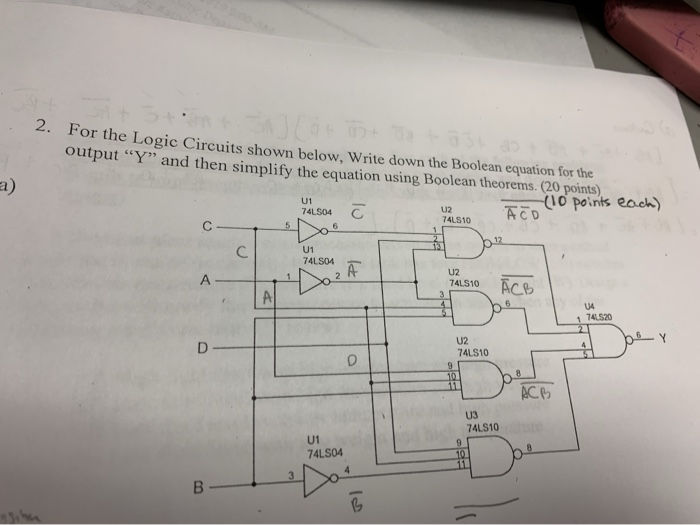 Solved for logic circuits shown below, write down the | Chegg.com