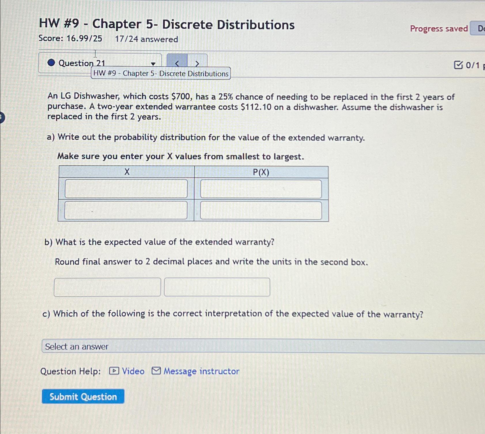 Solved HW #9 - ﻿Chapter 5- ﻿Discrete DistributionsProgress | Chegg.com