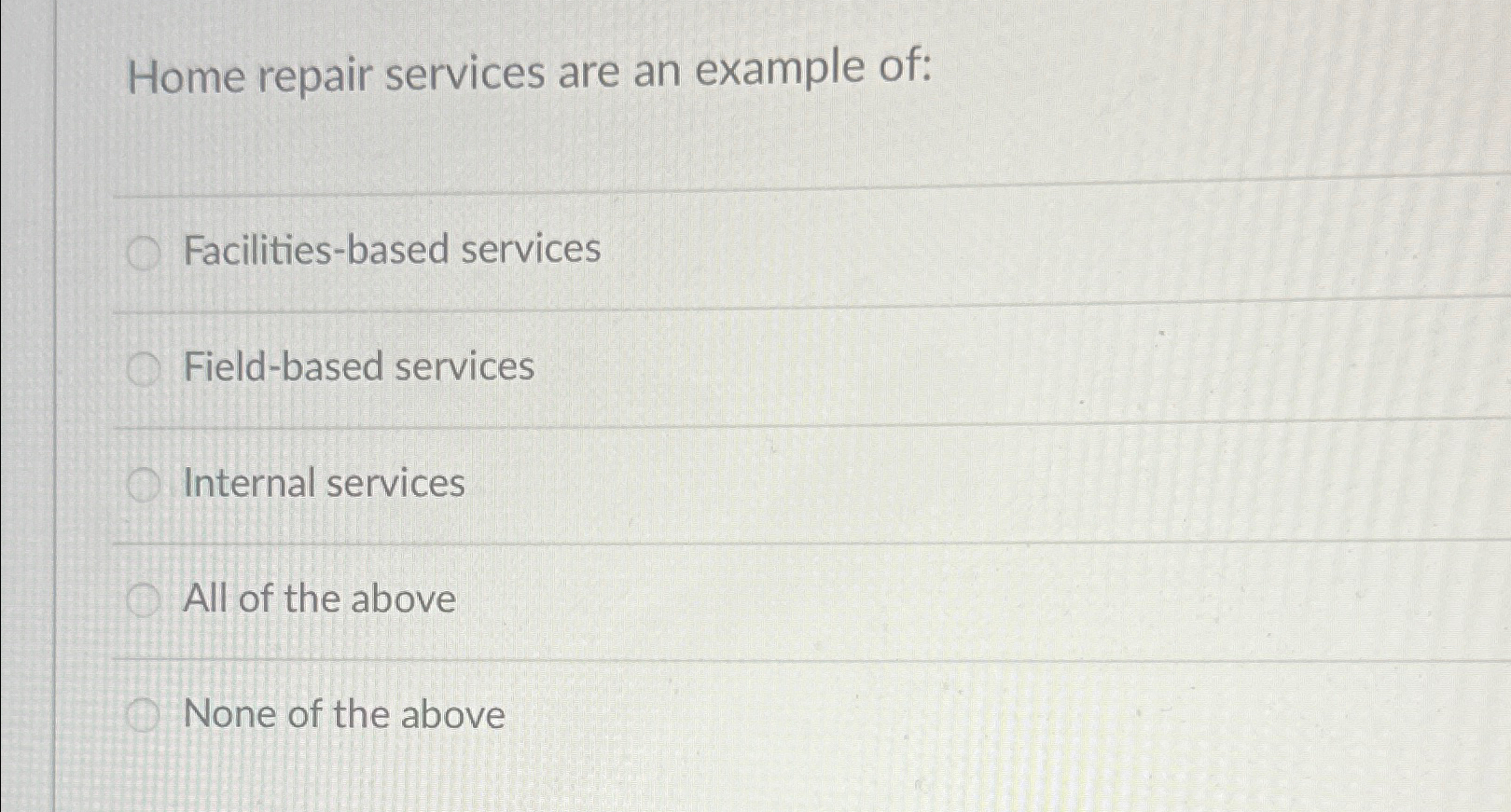 Solved Home repair services are an example | Chegg.com
