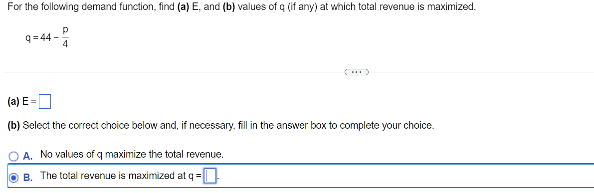 Solved For the following demand function, find (a) E, ﻿and | Chegg.com