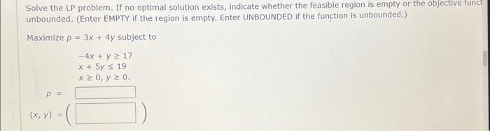 Solved Solve the LP problem. If no optimal solution exists, | Chegg.com