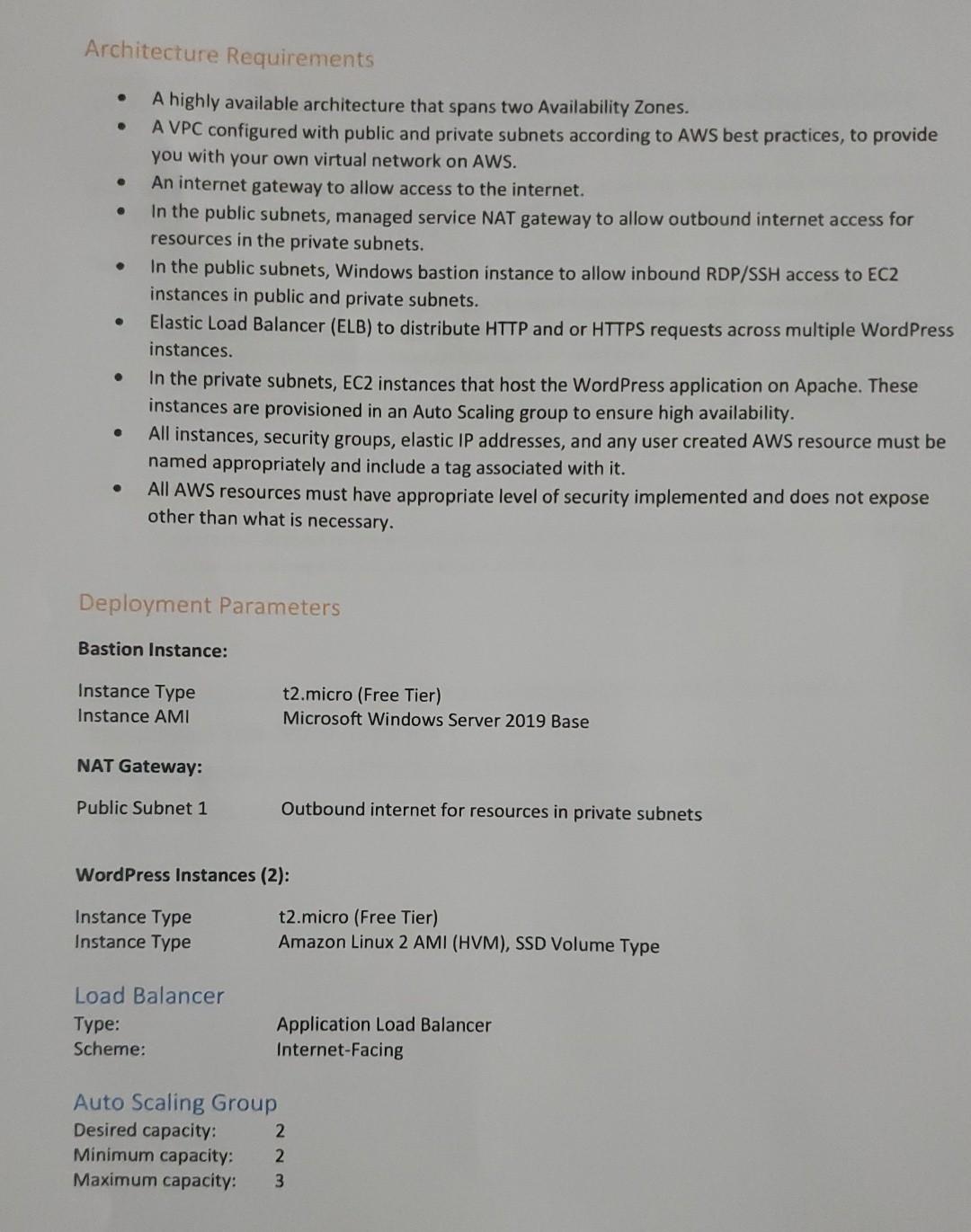 Solved The aim of this project is to deploy WordPress Web | Chegg.com