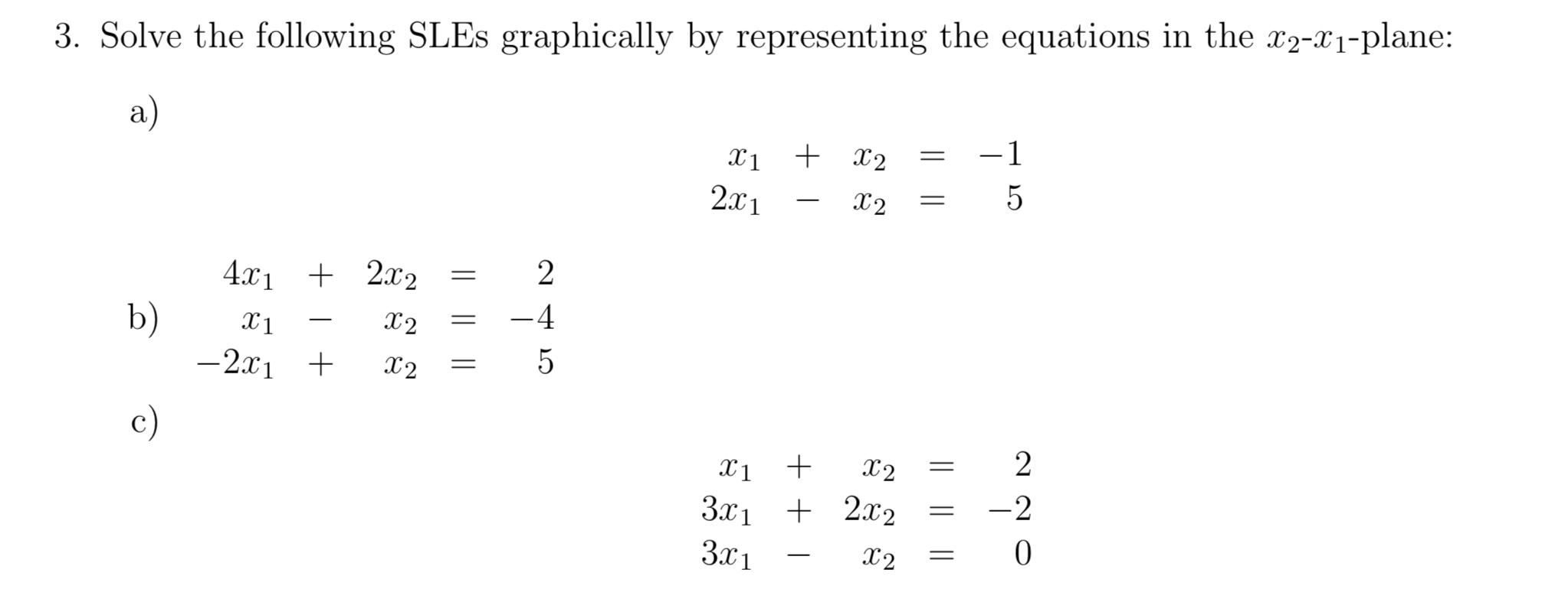Solved Solve the following SLEs graphically by representing | Chegg.com