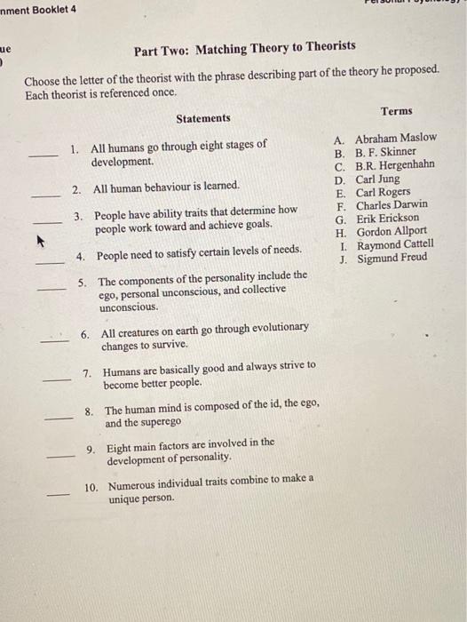 Solved lue 2 Part One: Multiple-Choice Items Read each item | Chegg.com