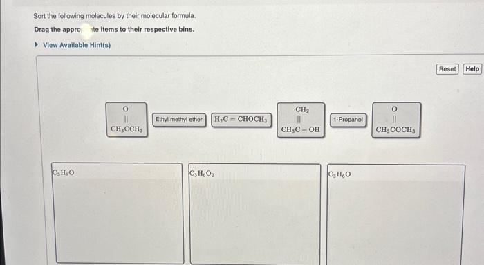 Solved Sort the following molecules by their molecular | Chegg.com