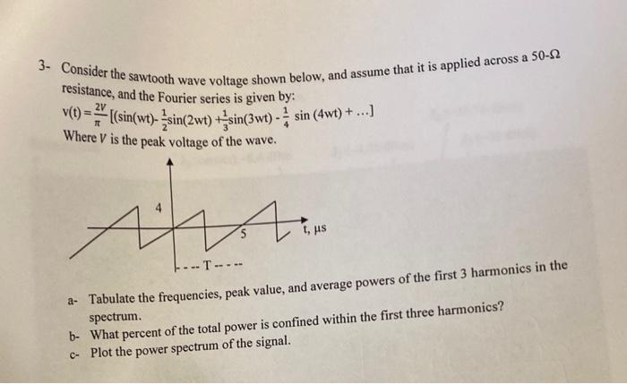 Solved 3- Consider the sawtooth wave voltage shown below, | Chegg.com