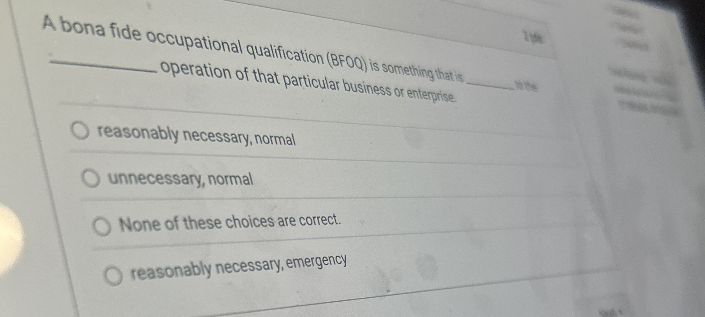 Solved A bona fide occupational qualification (BFOQ) ﻿is | Chegg.com