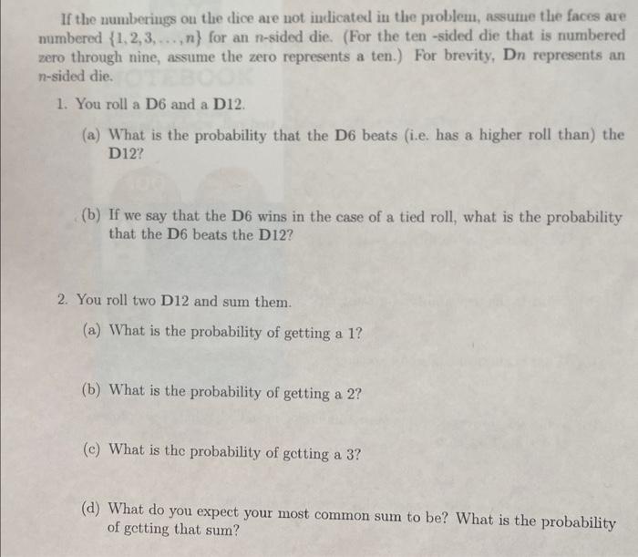 Solved If the numberings ou the dice are not indicated in | Chegg.com