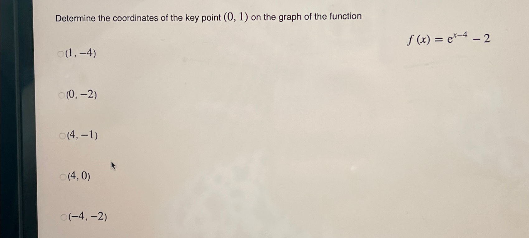 Solved Determine the coordinates of the key point (0,1) ﻿on | Chegg.com