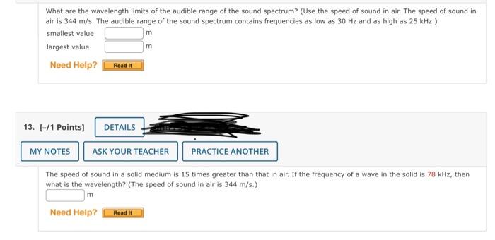 Solved What are the wavelength limits of the audible range | Chegg.com