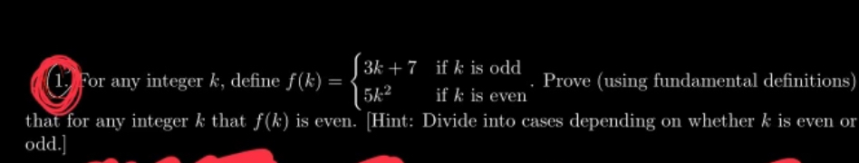 Solved For any integer k, ﻿define | Chegg.com