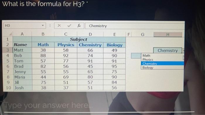 What is the formula for H3? H3 B חד F G Н Math 38 | Chegg.com