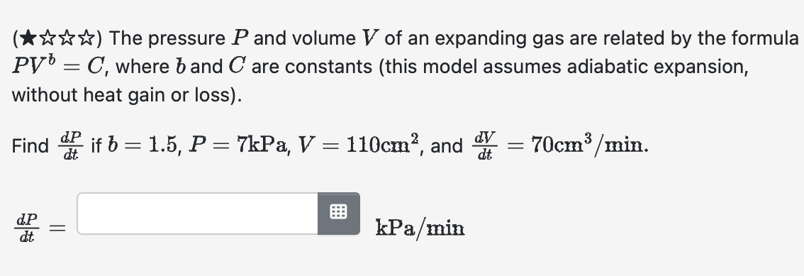 Solved The pressure P and Volume V of an expanding gas are | Chegg.com