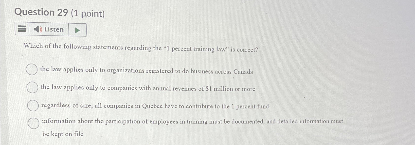 Solved Question 29 (1 ﻿point)ListenWhich of the following | Chegg.com