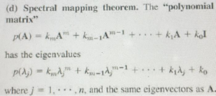 Solved D Spectral Mapping Theorem The Polynomial Matrix
