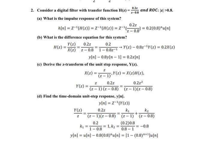 Solved Consider a digital filter with transfer function | Chegg.com