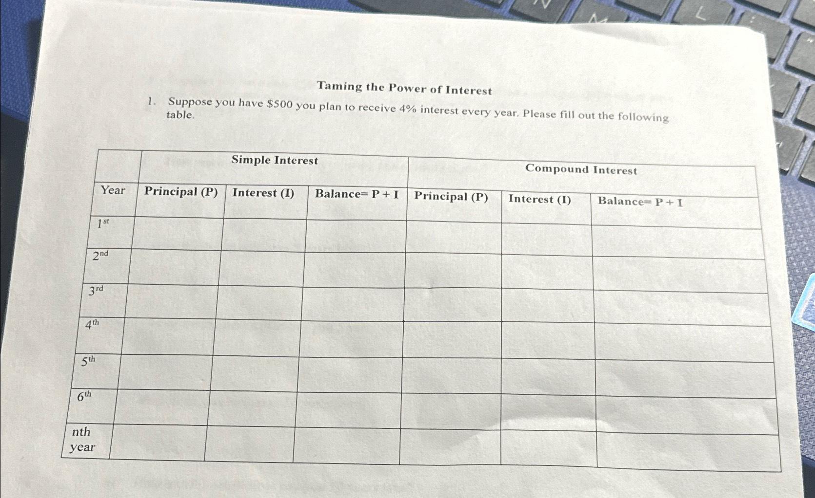 Solved Taming the Power of InterestSuppose you have $500 | Chegg.com