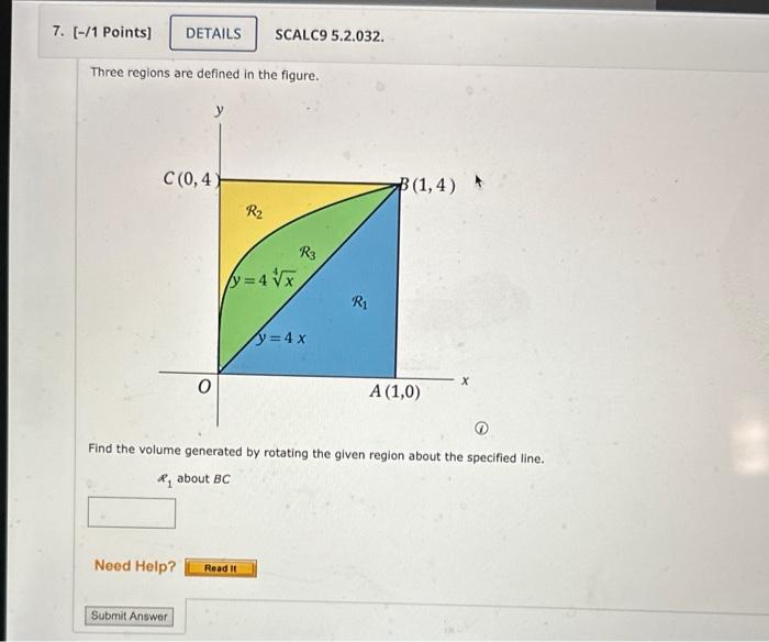 Solved Three regions are defined in the figure. Find the | Chegg.com