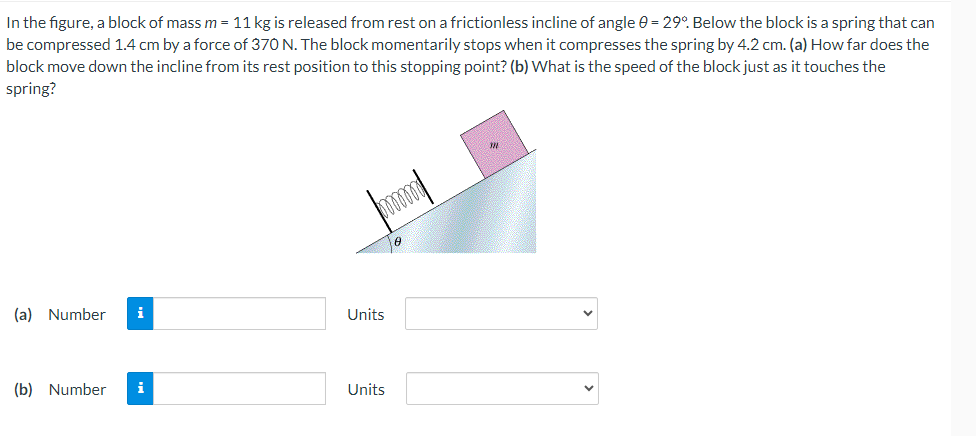 Solved In the figure, a block of mass m=11kg ﻿is released | Chegg.com