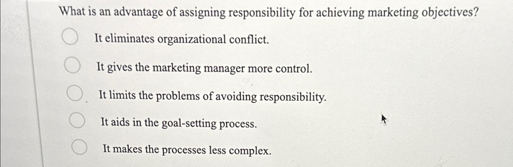 Solved What is an advantage of assigning responsibility for | Chegg.com