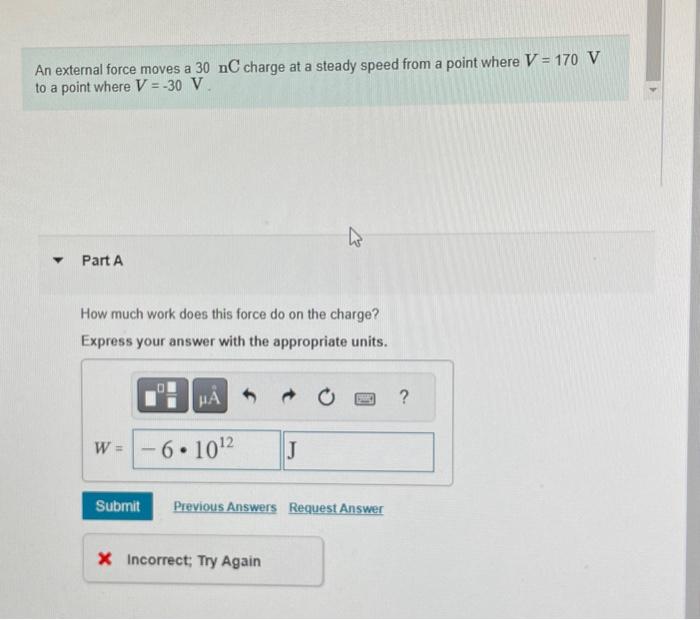 Solved An external force moves a 30nC charge at a steady | Chegg.com