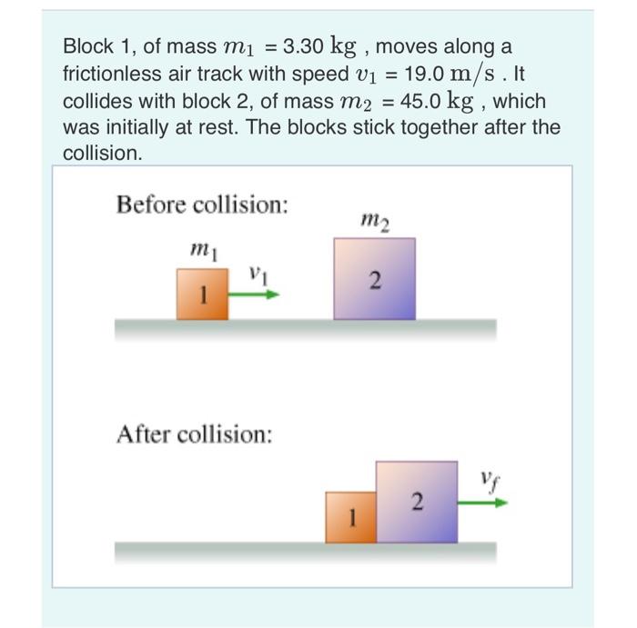 Block 1 , of mass m1=3.30 kg, moves along a | Chegg.com