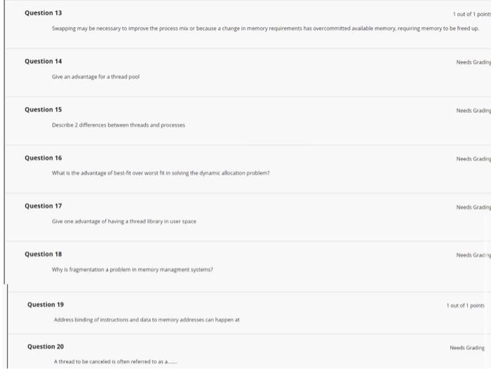 Solved Question 13 1 out of 1 point Swapping may be | Chegg.com