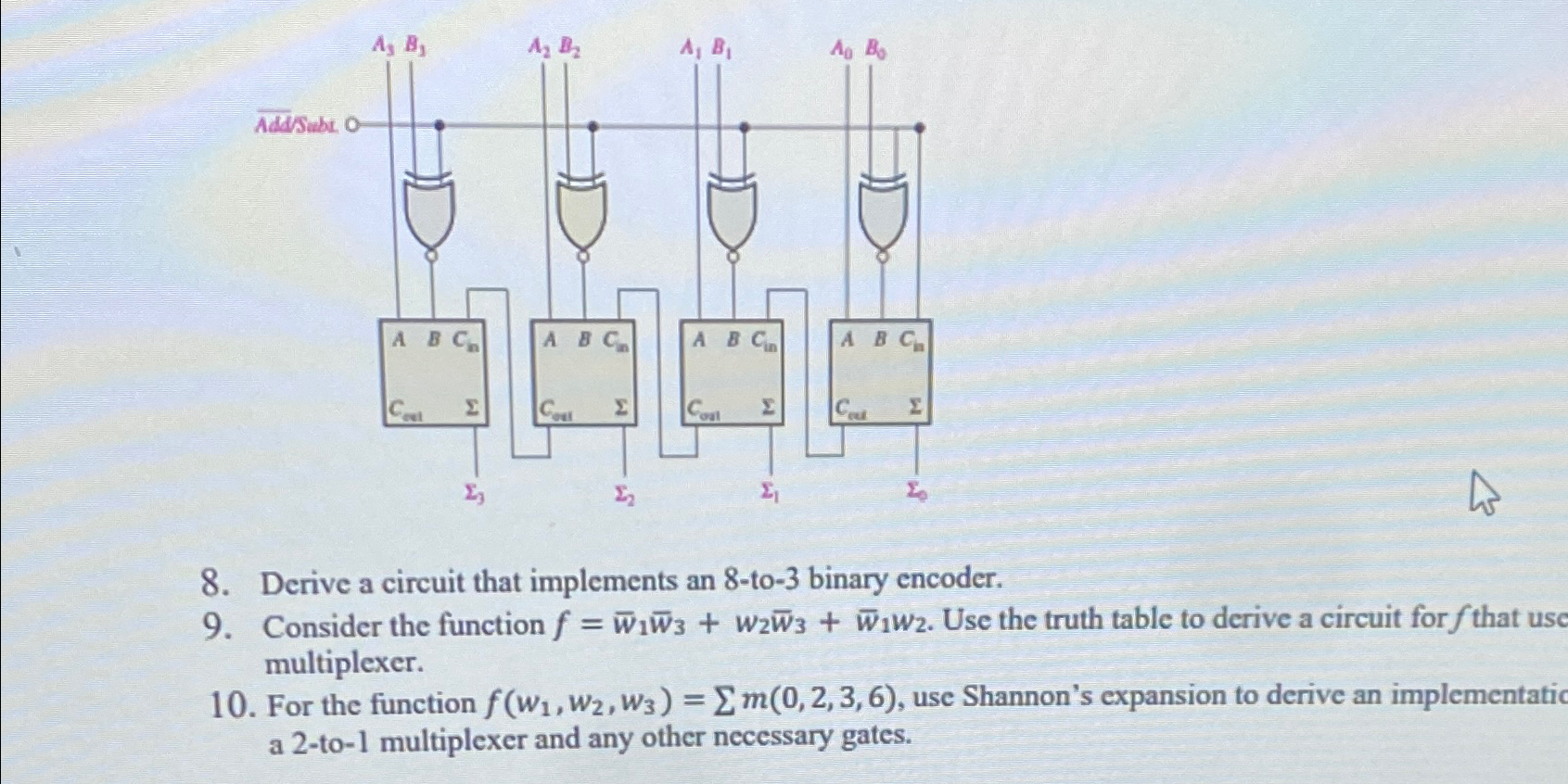 Solved Derive a circuit that implements an 8-to-3 ﻿binary | Chegg.com