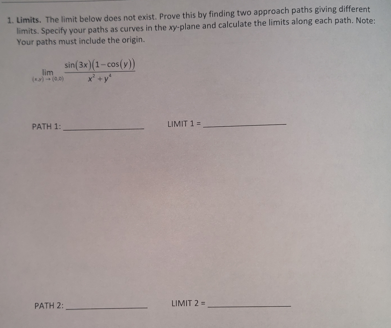 Solved Limits. The limit below does not exist. Prove this by | Chegg.com