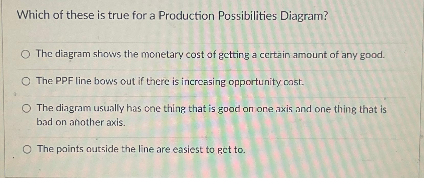 Solved Which of these is true for a Production Possibilities | Chegg.com