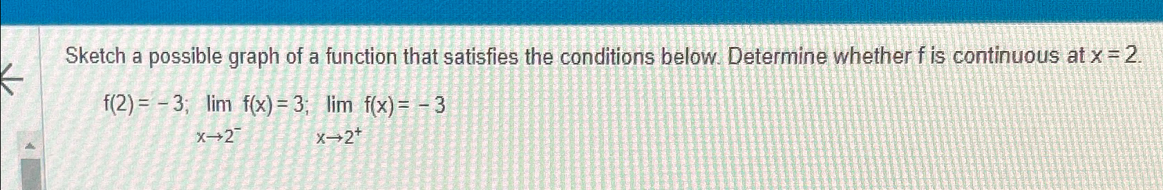 Solved Sketch a possible graph of a function that satisfies | Chegg.com