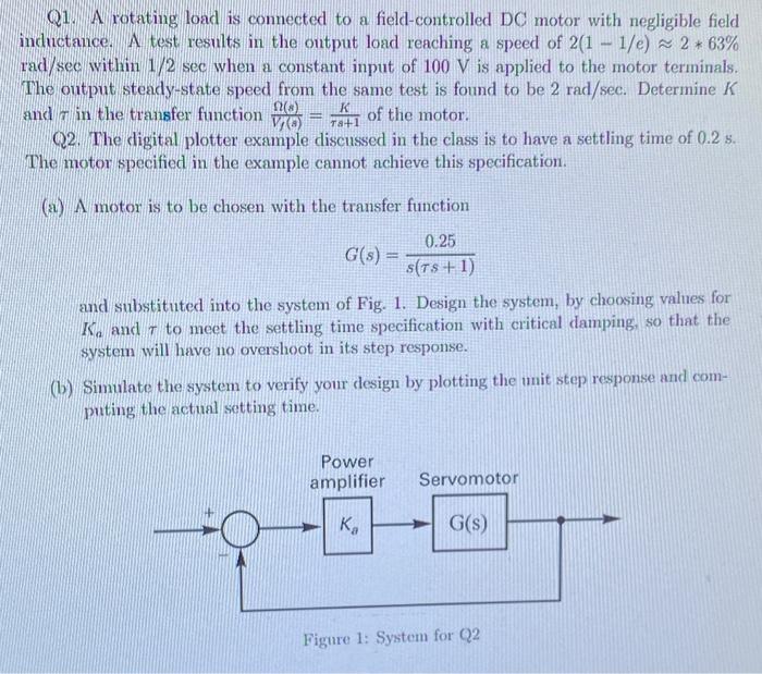 Solved Q1. A rotating load is connected to a | Chegg.com