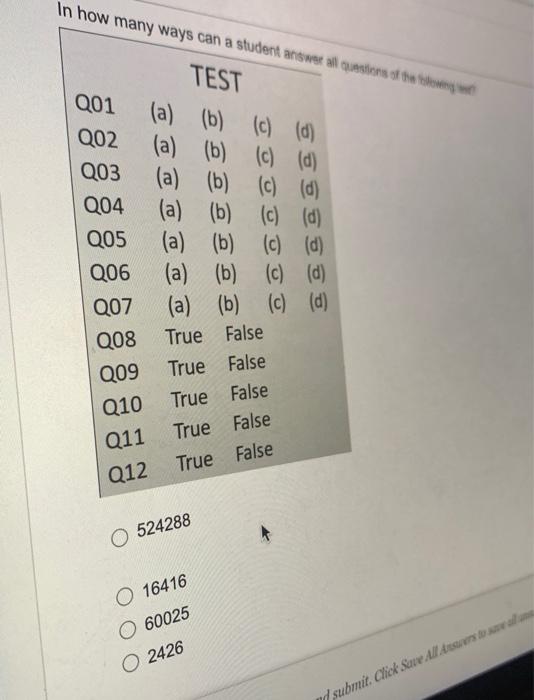 Solved In how many ways can a student answer all questions | Chegg.com