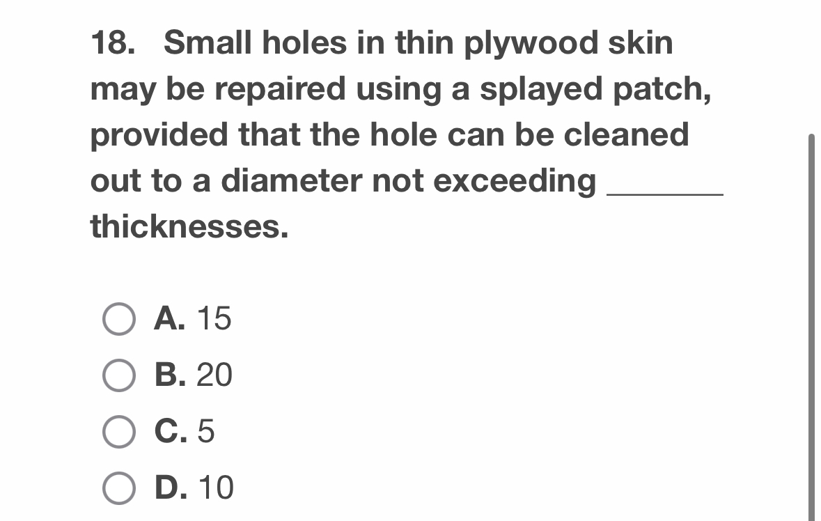 Solved Small holes in thin plywood skin may be repaired | Chegg.com