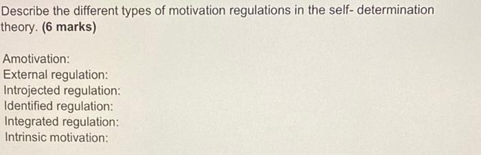 Solved Describe the different types of motivation | Chegg.com