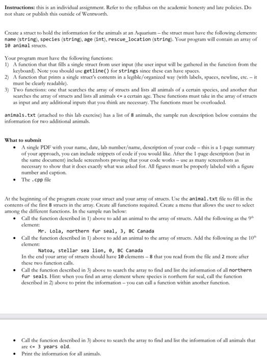 Solved Instructions: this is an individual assignment. Refer | Chegg.com