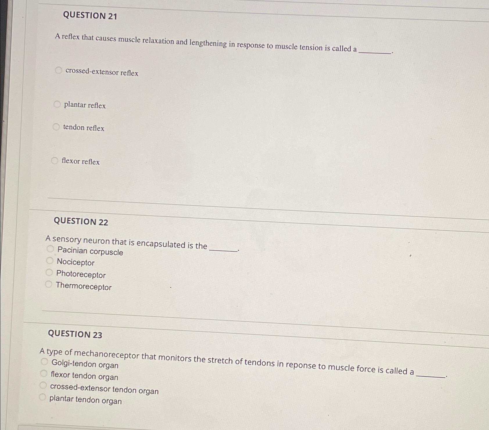 Solved QUESTION 21A reflex that causes muscle relaxation and | Chegg.com