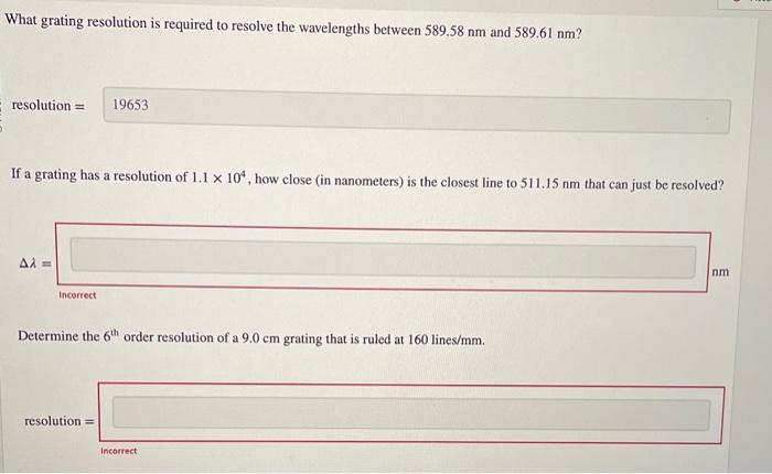 Solved What grating resolution is required to resolve the | Chegg.com