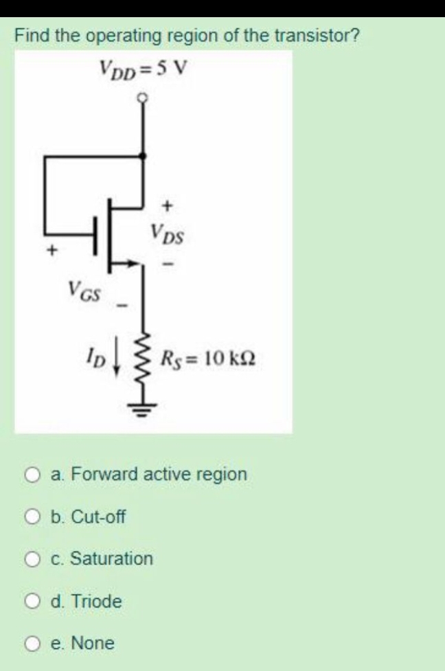 Solved Find the operating region of the transistor?a. | Chegg.com