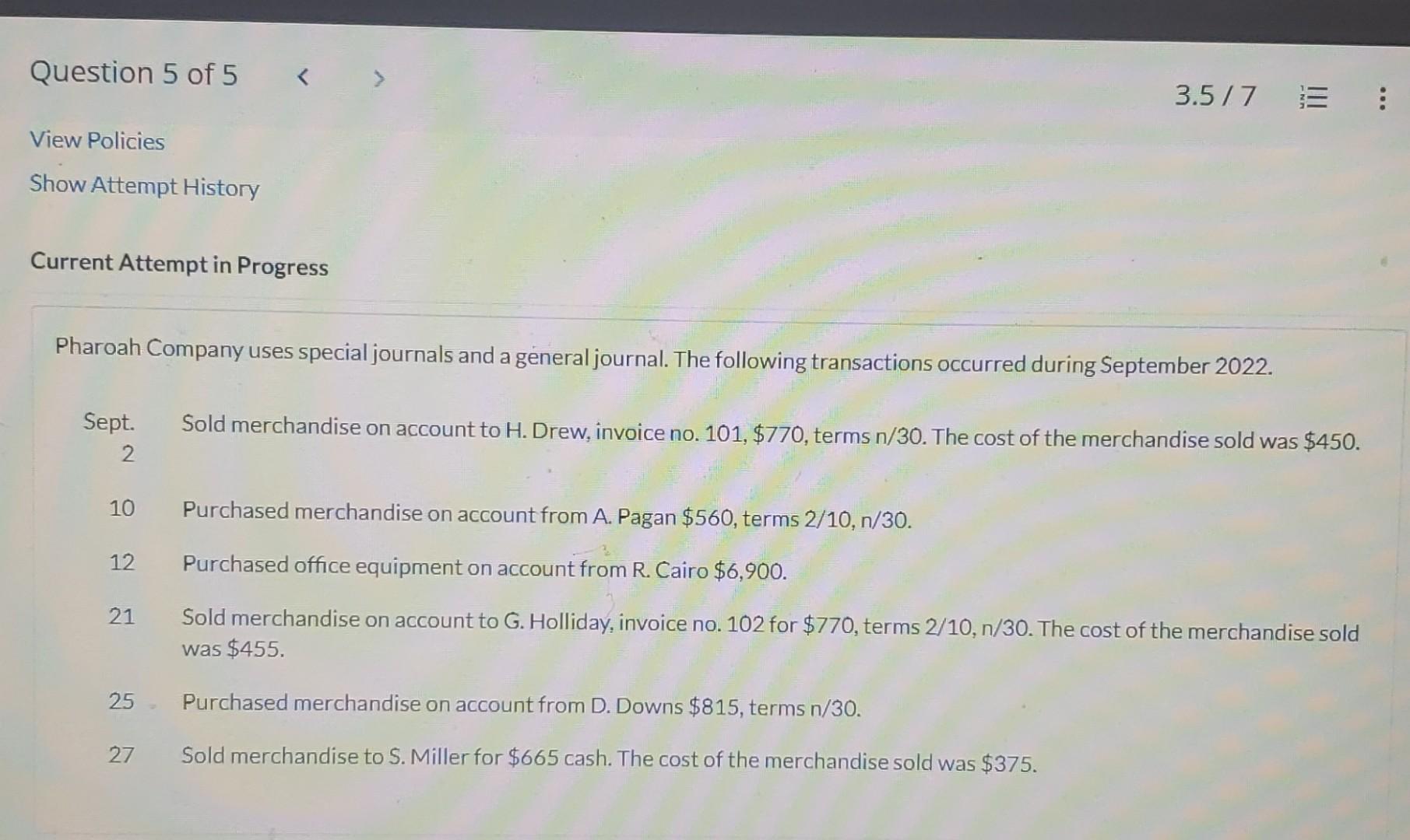 Solved Pharoah Company uses special journals and a general | Chegg.com