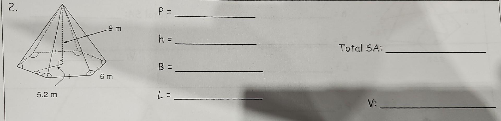 Solved surface area and volume of each pyramid. B= | Chegg.com