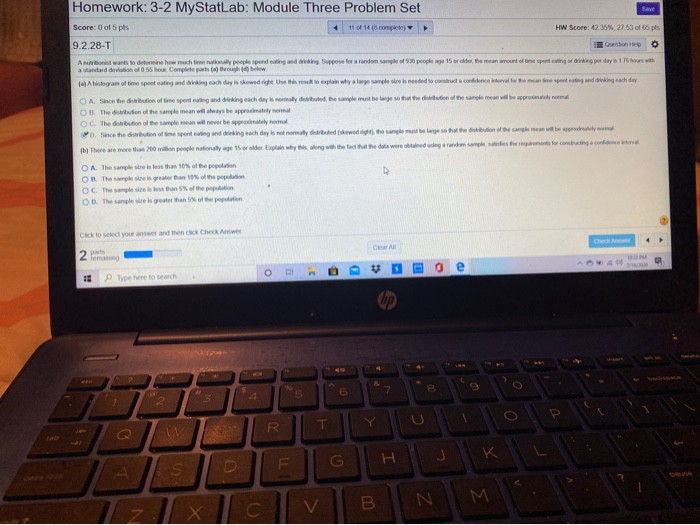 Solved Homework 3 2 Mystatlab Module Three Problem Set
