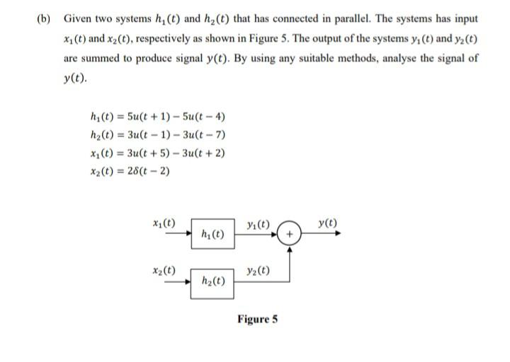 Solved (b) Given two systems h (t) and hz(t) that has | Chegg.com